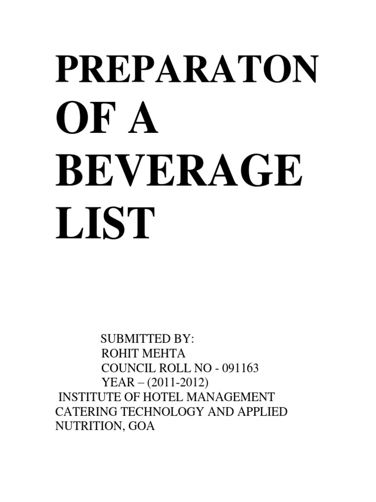 Preparation of A Beverage List 1 | PDF | Wine | Restaurants
