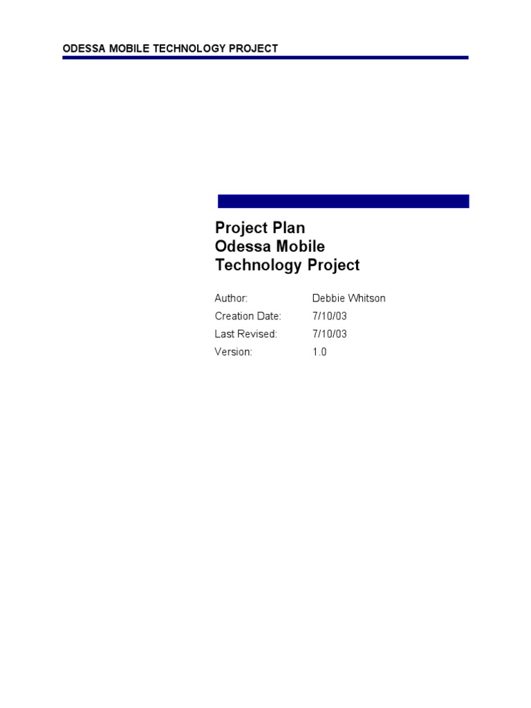 Sample Project Plan