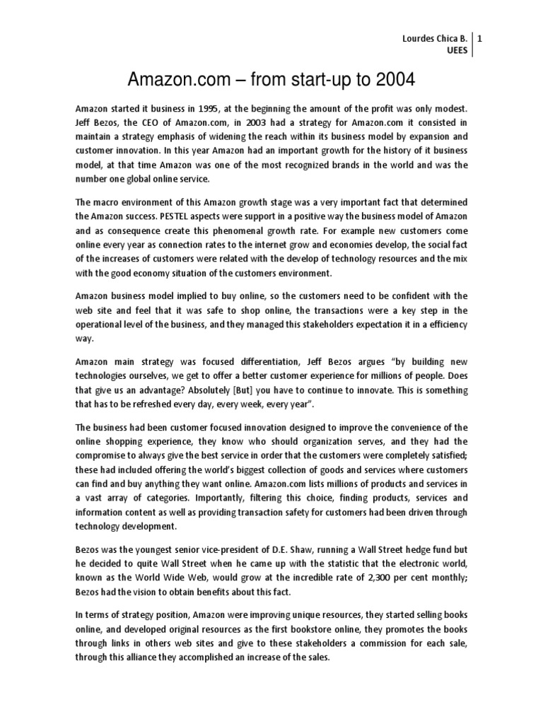 Amazon Case Study | PDF | Amazon.Com | Strategic Management