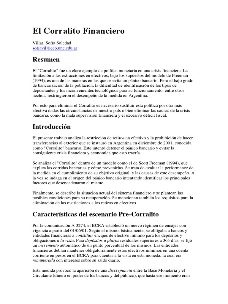 El Corralito Financiero | PDF | Corrida bancaria | Bancos