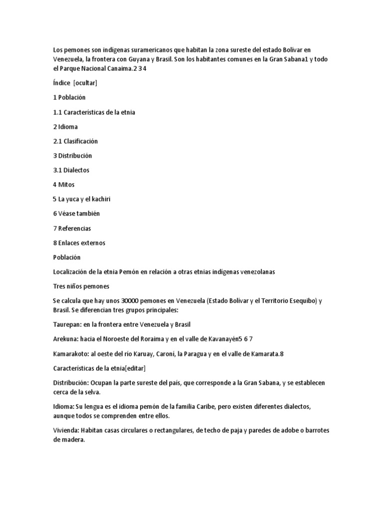 Los Pemones | PDF | Pueblos Indígenas de las Américas | Gente indígena