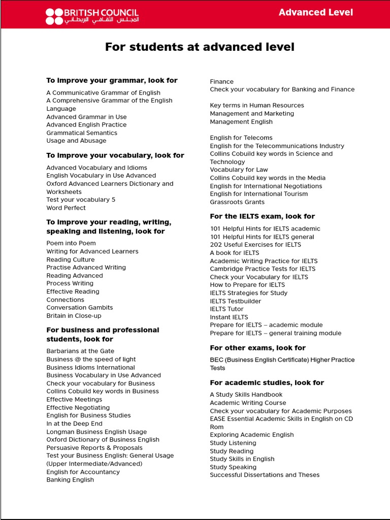 For Students at Advanced Level | PDF | International English Language ...