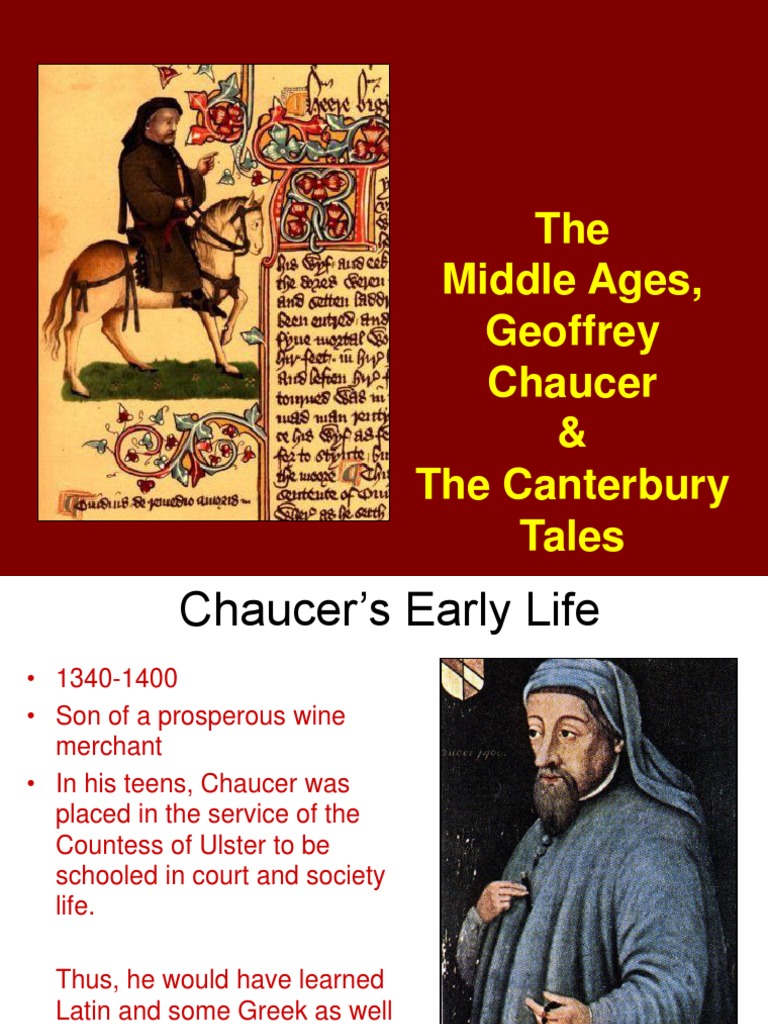 Mwchaucer and The Canterbury Tales Background Notes Powerpoint | PDF ...