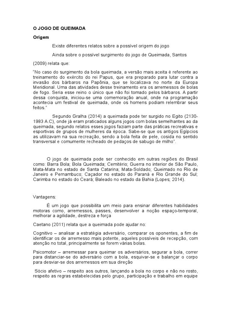 O Jogo de Queimada | PDF | Esportes | Escolas