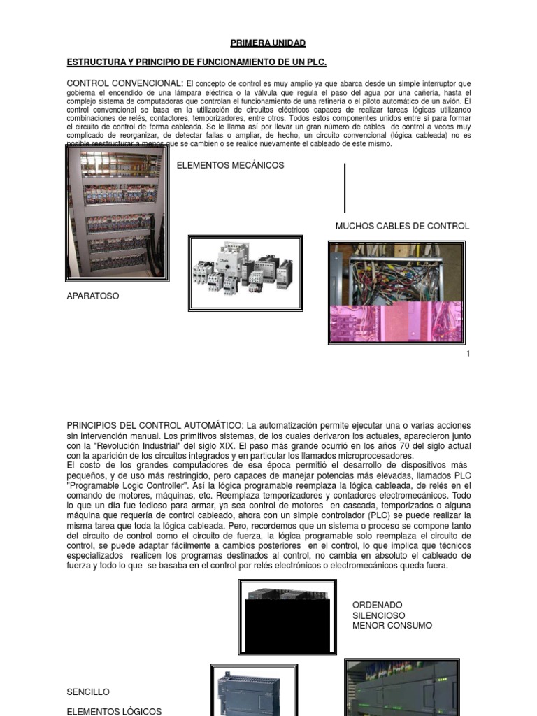 PRIMERA UNIDAD Estructura y Principio de Funcionamiento de Un PLC ...