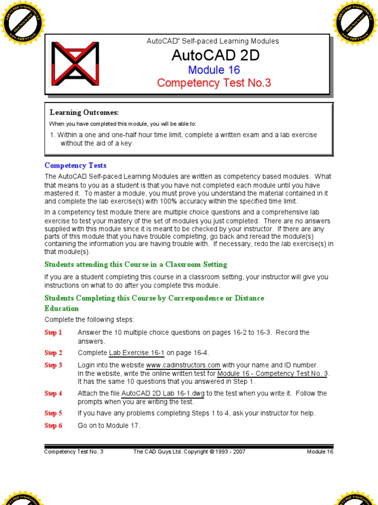 Autocad 2d Module 16 PDF | PDF | Auto Cad | Test (Assessment)