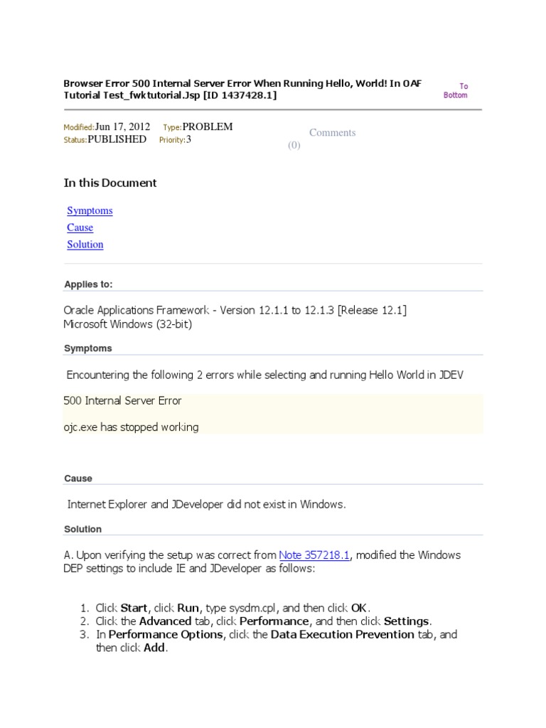 Browser Error 500 Internal Server PDF | PDF | Business | Computers