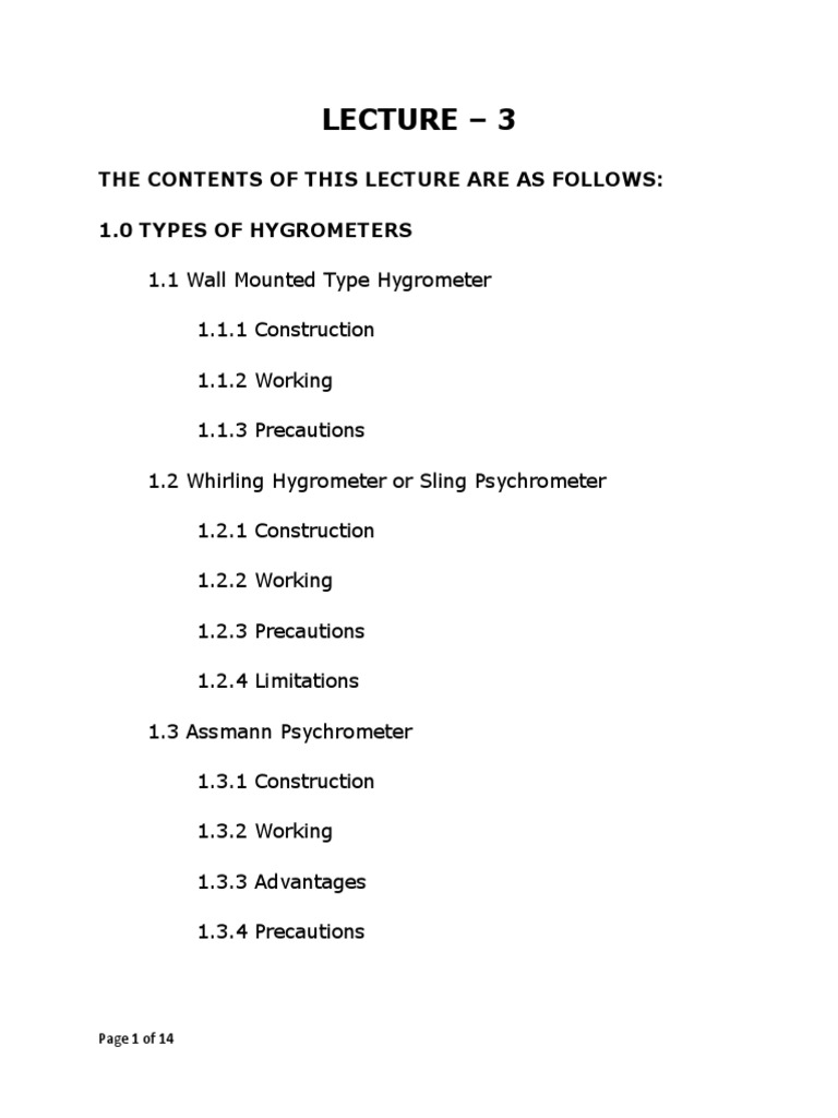 Types and Functions of Psychrometers | PDF | Relative Humidity ...