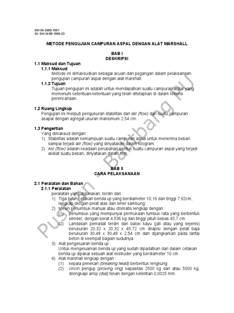 SNI 06-2489-1991 Metode Pengujian Campuran | PDF