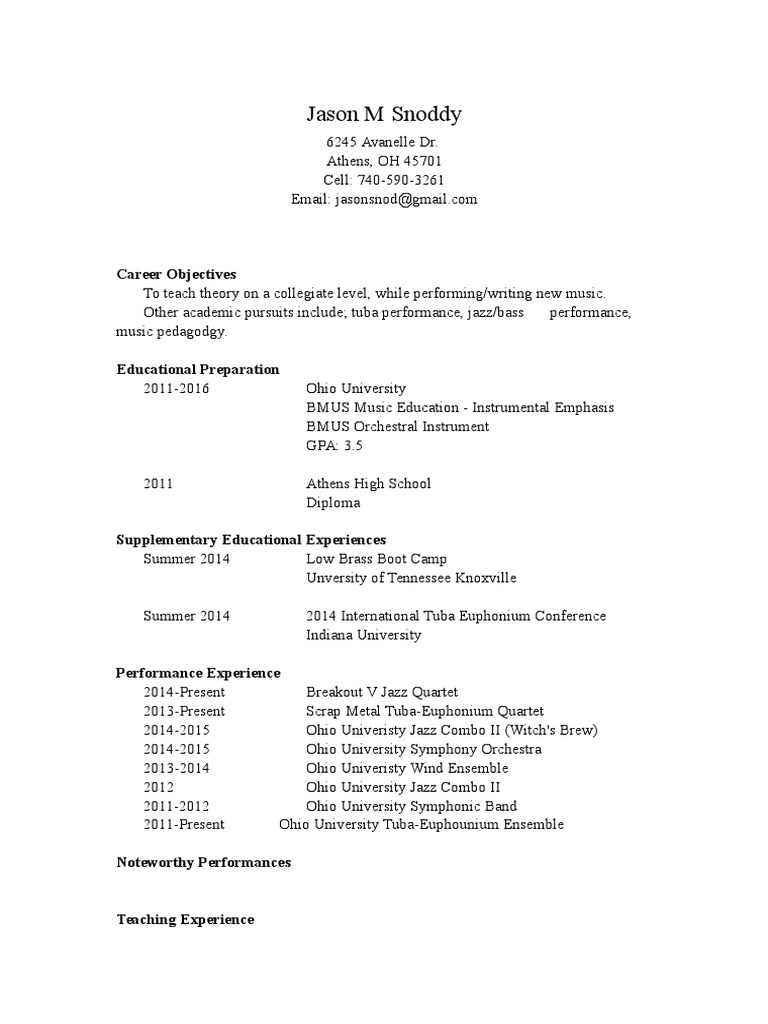 Snoddy Resume | PDF | Language Arts & Discipline | Art