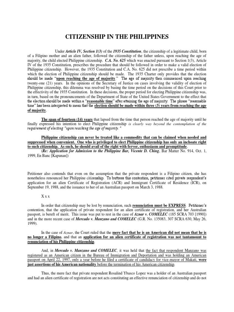 Citizenship in the Philippines | Naturalization | Citizenship