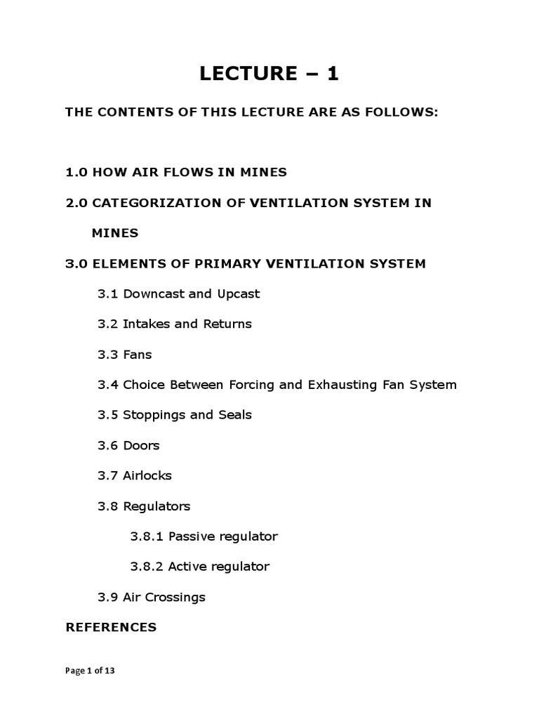 Mine Ventilation System Overview | PDF | Door | Mechanical Fan