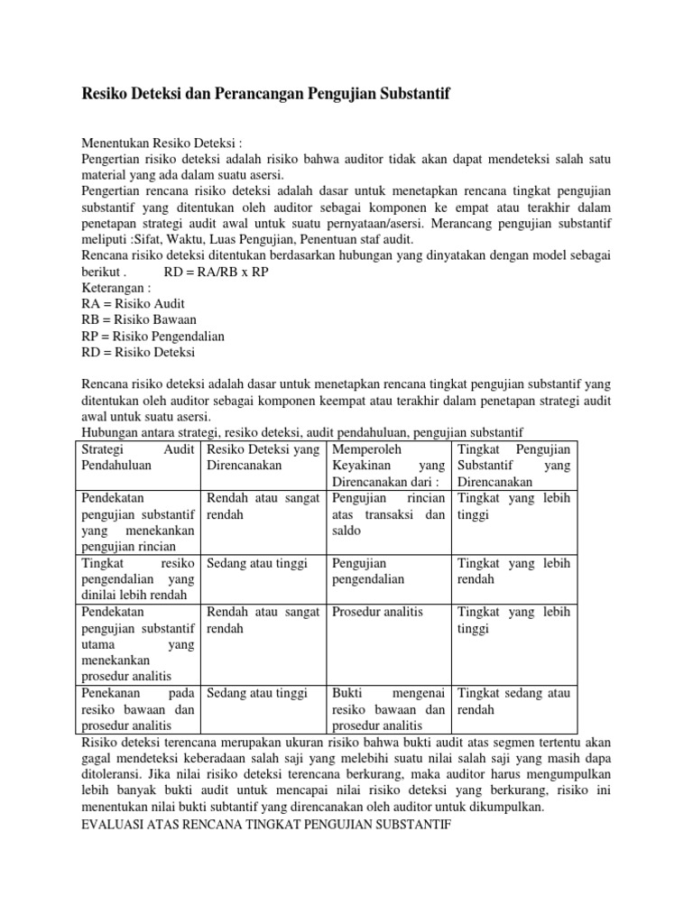 Resiko Deteksi Dan Perancangan Pengujian Substantif | PDF | Pengelolaan Keuangan & Uang