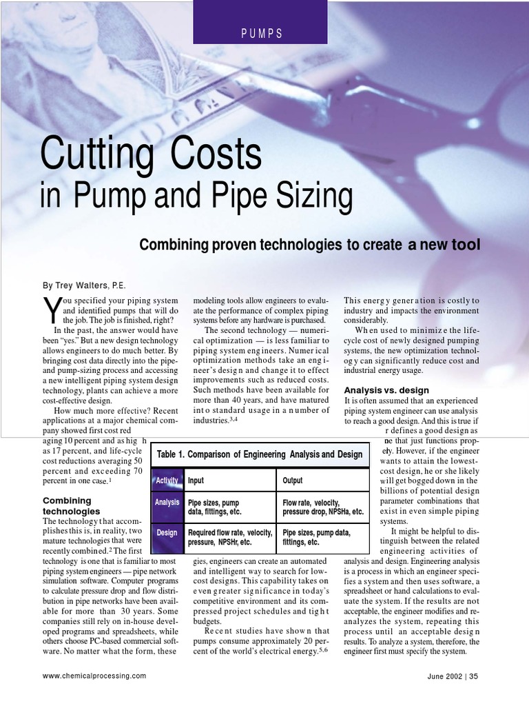 Cutting Costs: in Pump and Pipe Sizing | PDF | Pump | Mathematical Optimization