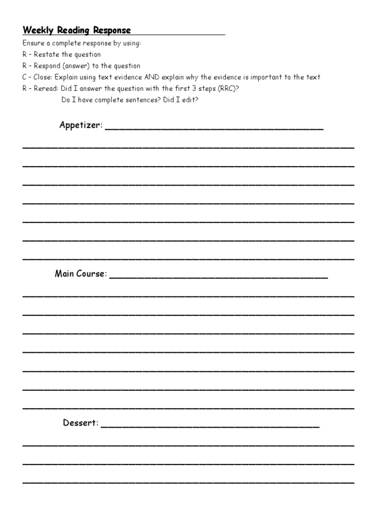 Weekly Reading Response Guide | PDF