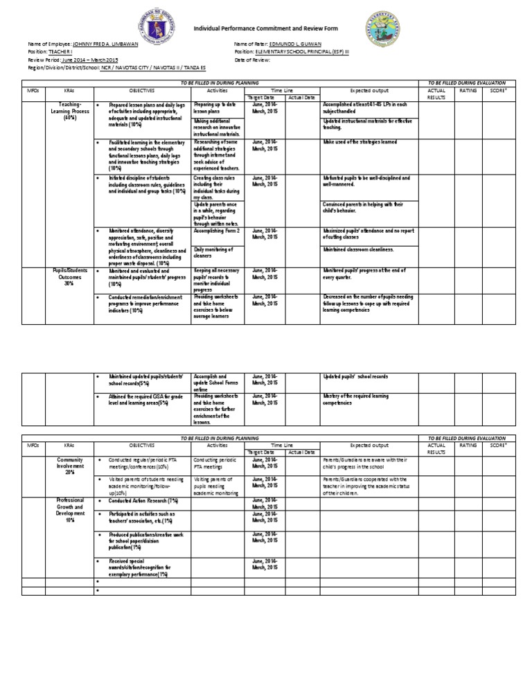Sample Layout For RPMS | PDF | Lesson Plan | Teachers