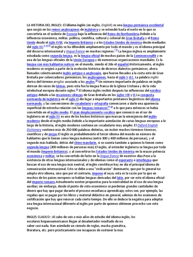La Historia Del Ingles | PDF | Idioma en Inglés | Idiomas