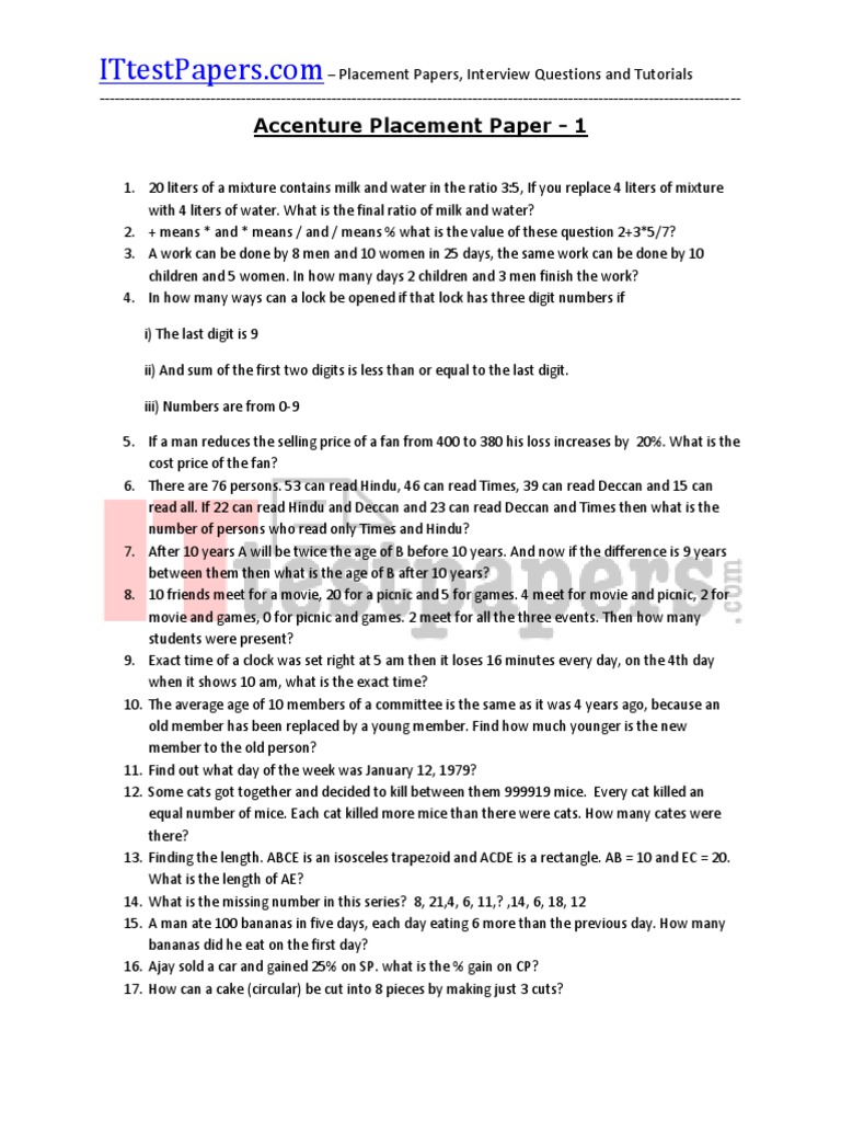 164 Accenture Placement Paper 1 | PDF | Business