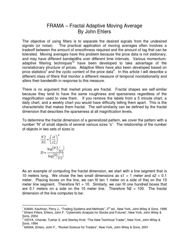 FRAMA D'origine | PDF | Fractal | Moving Average FRAMA D'origine | PDF | Fractal | Moving Average