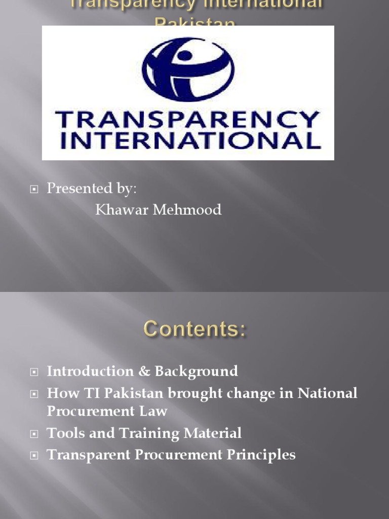 Promoting Transparency and Integrity in Public Procurement Through ...