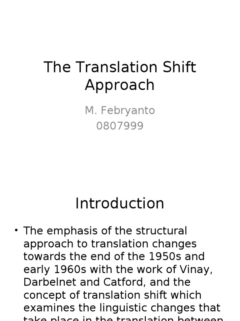 The Translation Shift Approach | PDF | Translations | Idiom
