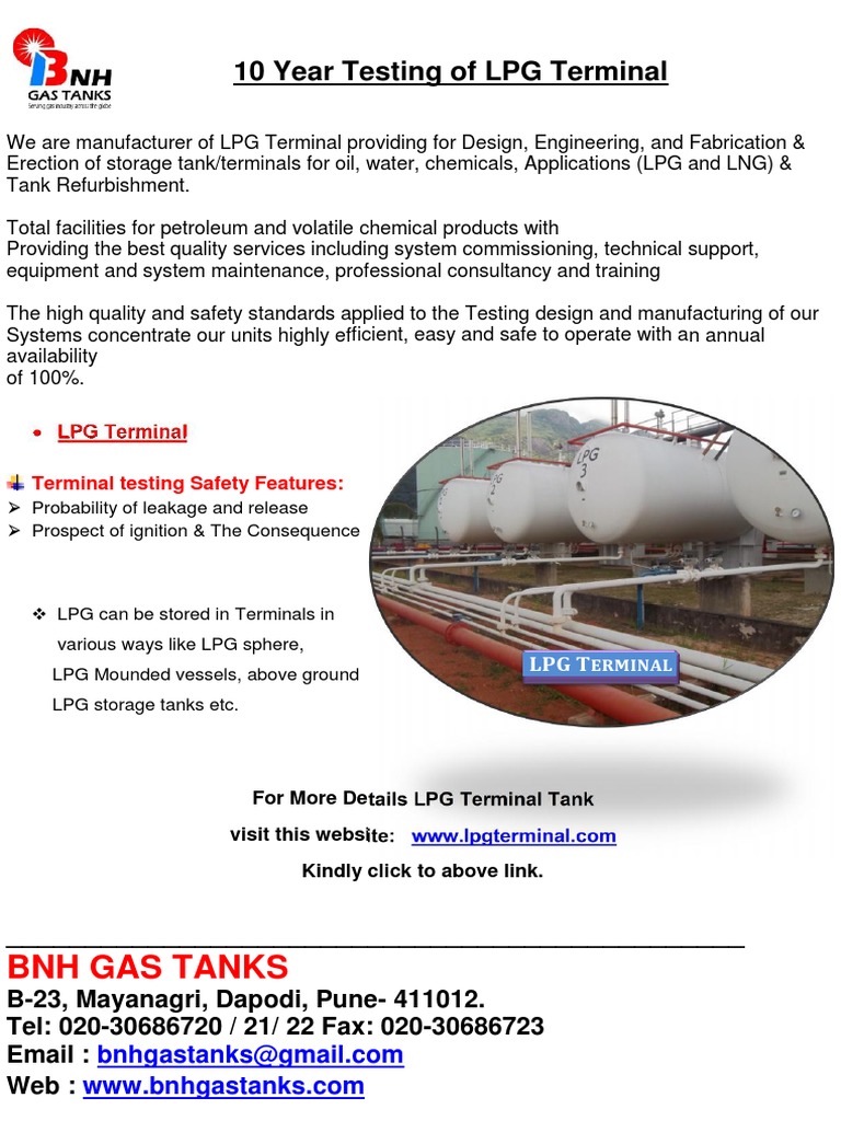 10 Year Testing of LPG Terminal Tank | PDF