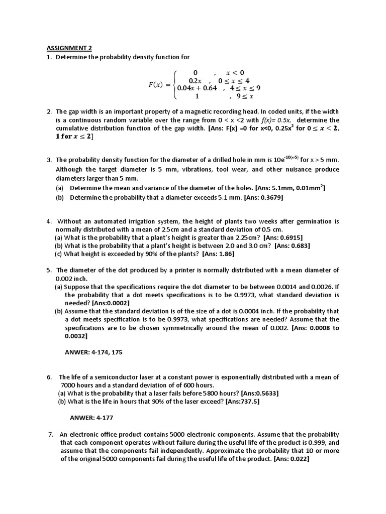 Assignment 2 | PDF | Normal Distribution | Mean