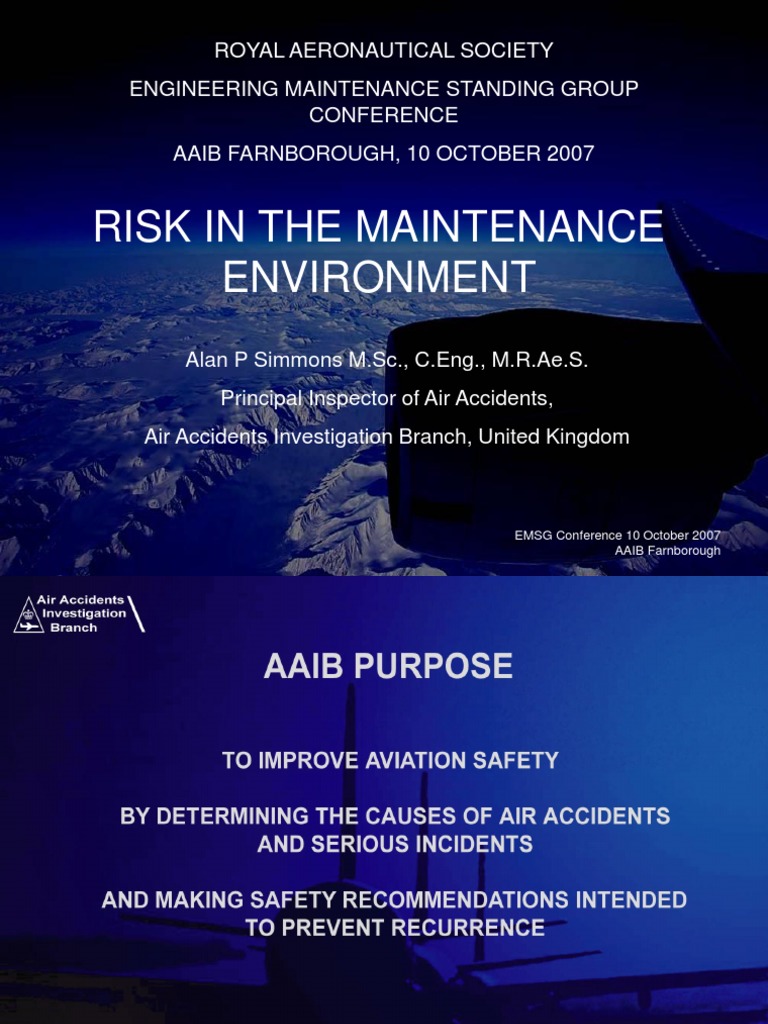 Risk in The Maintenance Environment | PDF | Risk | Aviation