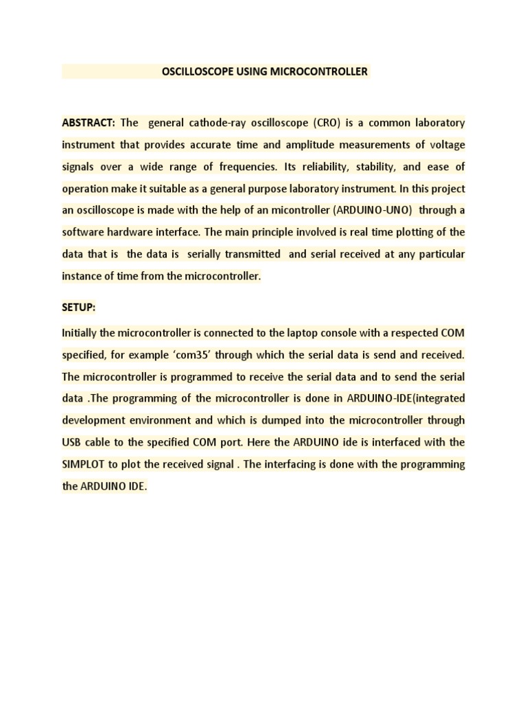 OSCILLOSCOPE Using Arduino - UNO | PDF | Arduino | Analog To Digital Converter