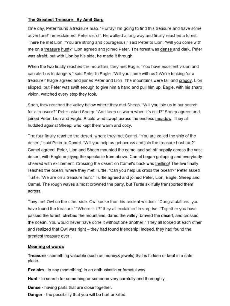 The Greatest Treasure Script | PDF | Poetry | General Fiction