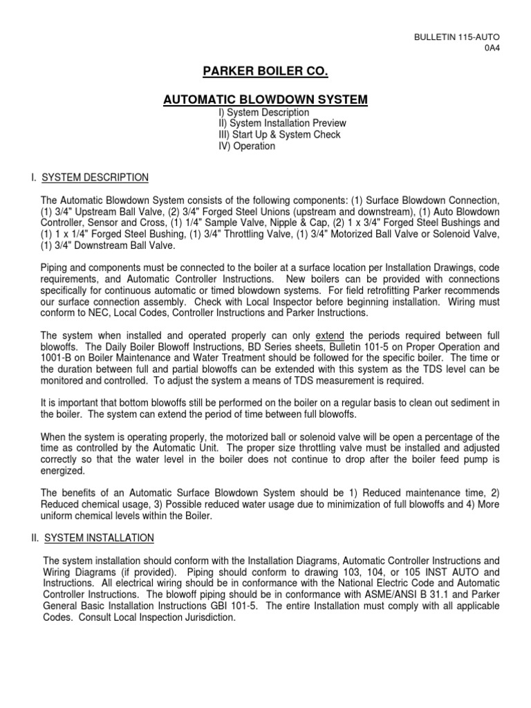 Automatic Boiler Blowdown System Guide | PDF | Throttle | Valve