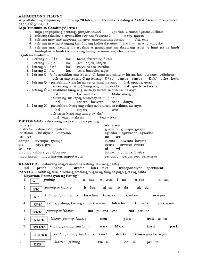 Alfabetong Filipino | PDF