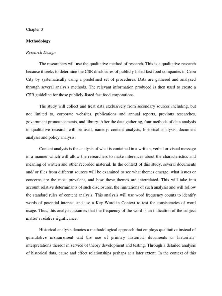 Example Of Methodology Paper