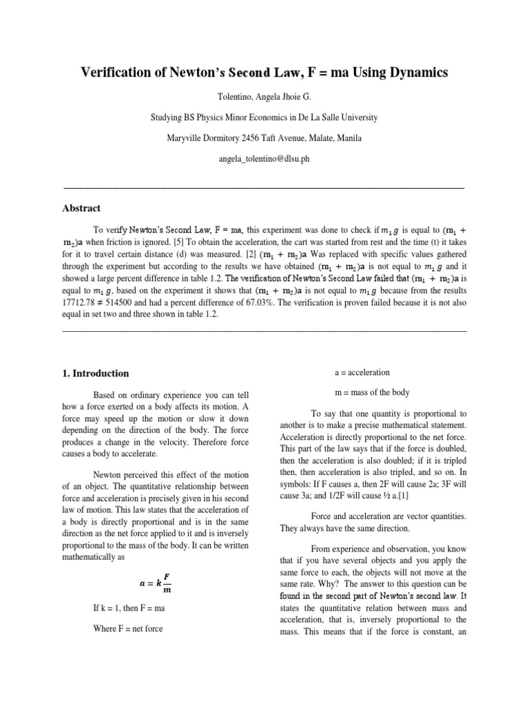 Physics Research Paper | Download Free PDF | Acceleration | Force