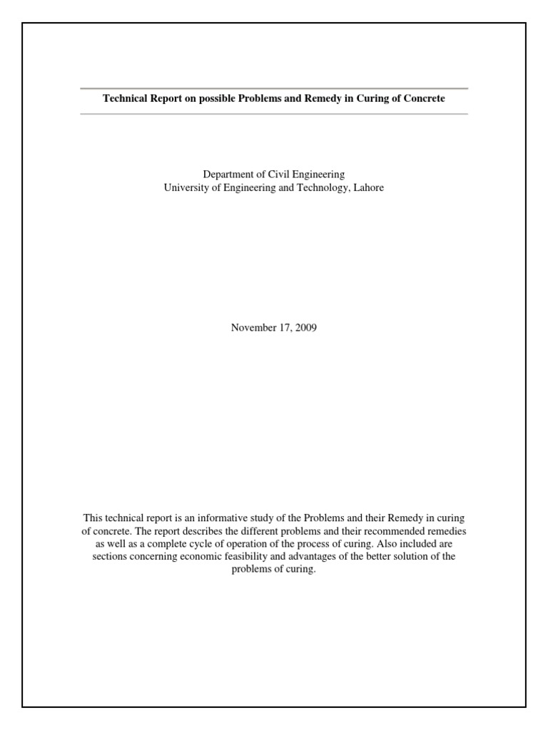 Technical Report Writting Curing of Concrete PDF | PDF | Concrete ...