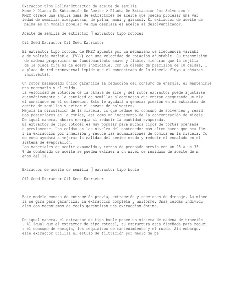 Extractor Rotocel de Aceite de Semilla | PDF | Petróleo | Filtración