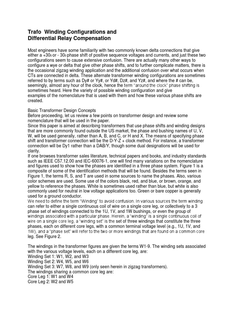 Trafo Winding Configurations | PDF | Transformer | Components