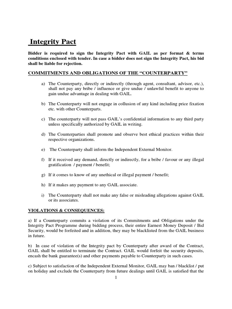 Integrity Pact | PDF | Political Corruption | Guarantee