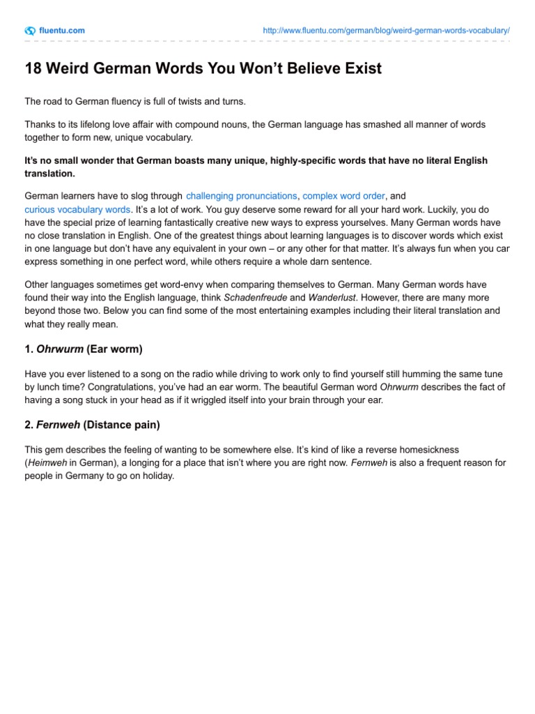 18 Weird German Words You Wont Believe Exist PDF | PDF | German ...