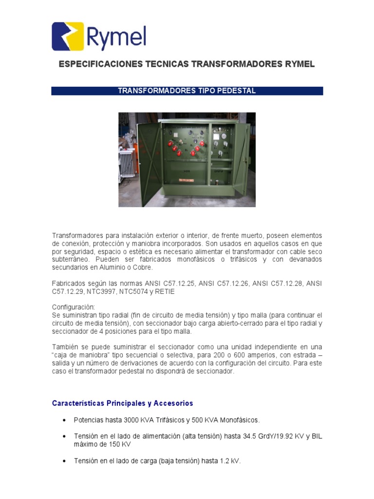 Catalogo Rymel 2014 | PDF | Transformador | Corriente eléctrica