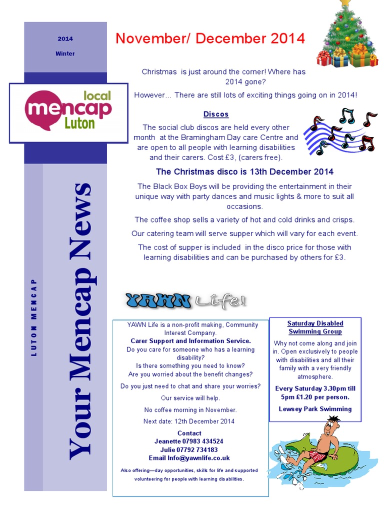 Luton Mencap Winter Newsletter 2014 | PDF | Leisure