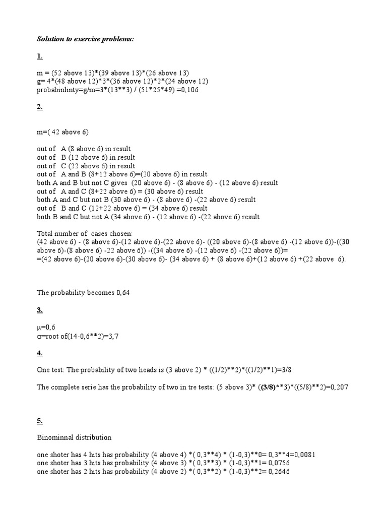 Solution To Exercise Problems | PDF