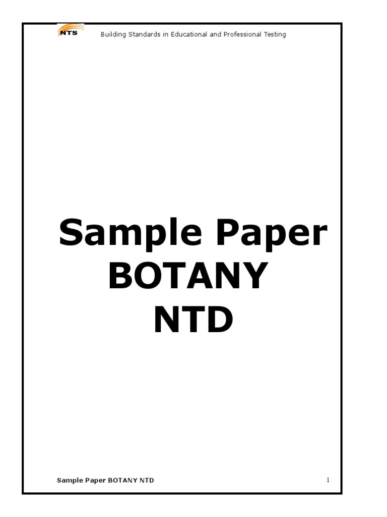 Sample Paper Botany NTD: Building Standards in Educational and ...