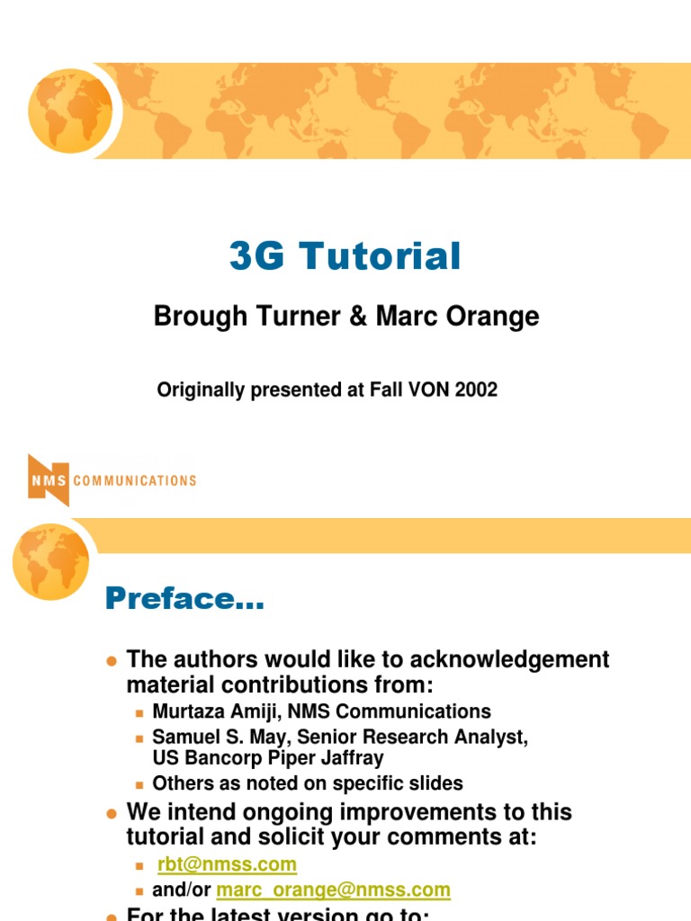 3G Tutorial: Brough Turner & Marc Orange | PDF | Ip Multimedia Subsystem | Short Message Service