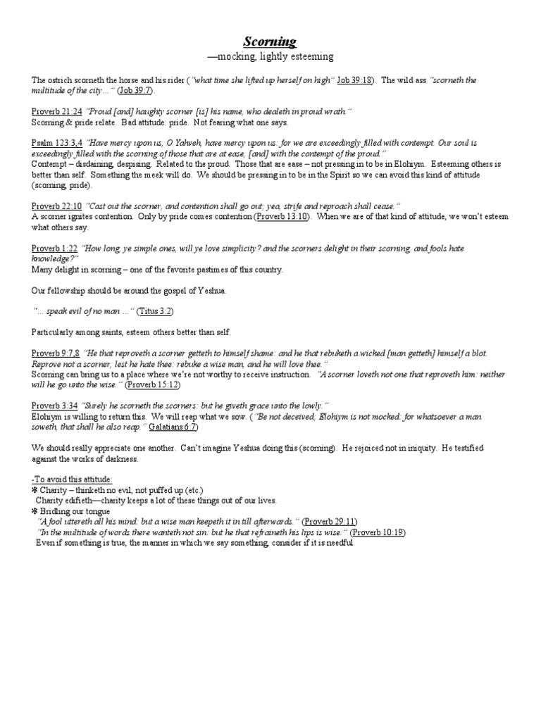 Mocking, Lightly Esteeming | PDF | Religious Belief And Doctrine