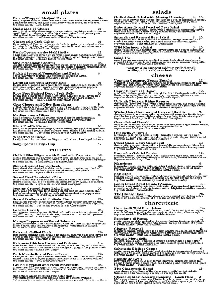 Gourmet Salad and Small Plates Menu | PDF | Salad | Food And Drink
