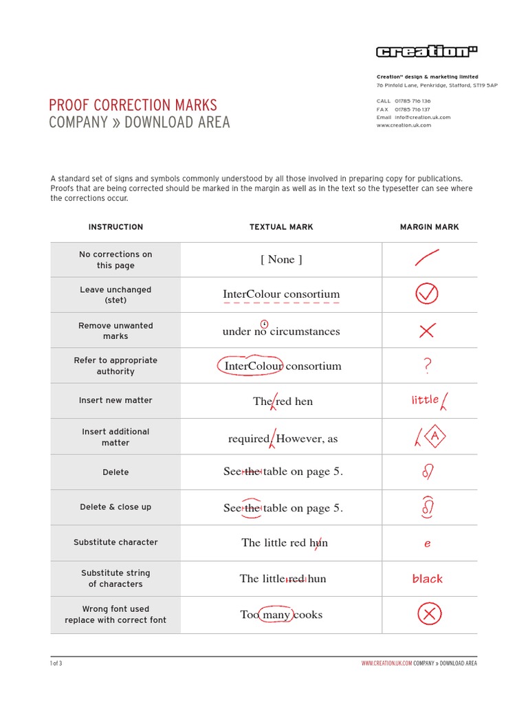Proof Correction Marks: Company Download Area | PDF | Quotation Mark | Paragraph