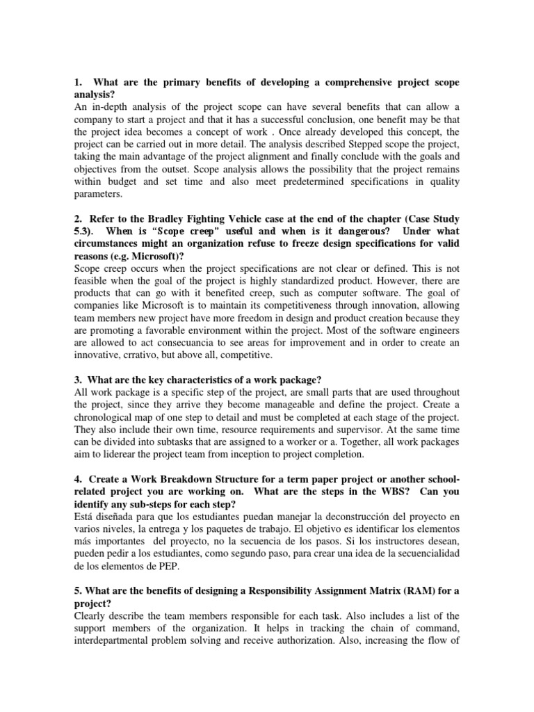 Preguntas de Discusion Cap.5 | PDF | Project Management | Business