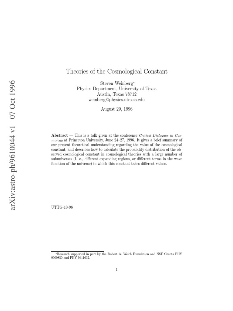 Theories of The Cosmological Constant | PDF