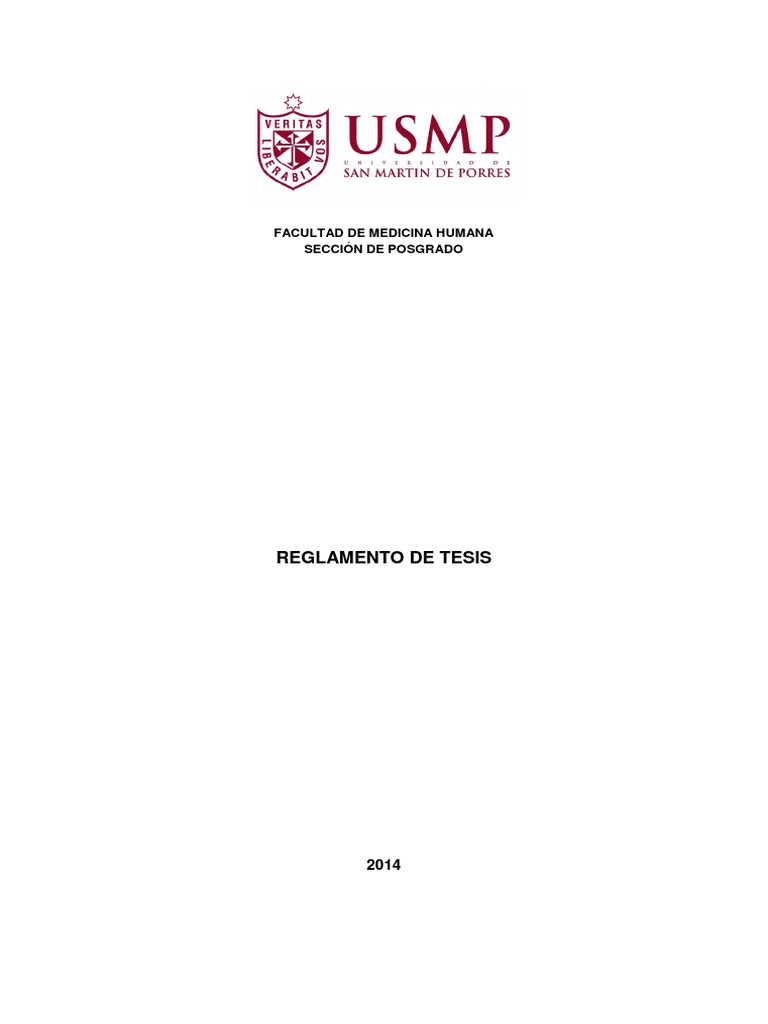 Reglamento Tesis Posgrado FMH Usmp 2014 PDF | PDF | Estadísticas | Teoría